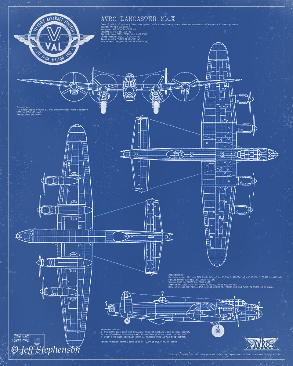 Lancaster Blueprint Graphic Art Print – Jeff Stephenson Photography